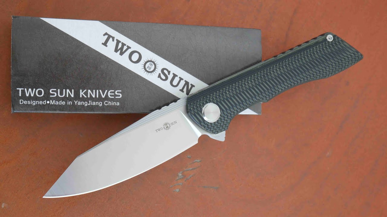 TwoSun TS76-Black&green G10+steel, D2 - YouTube