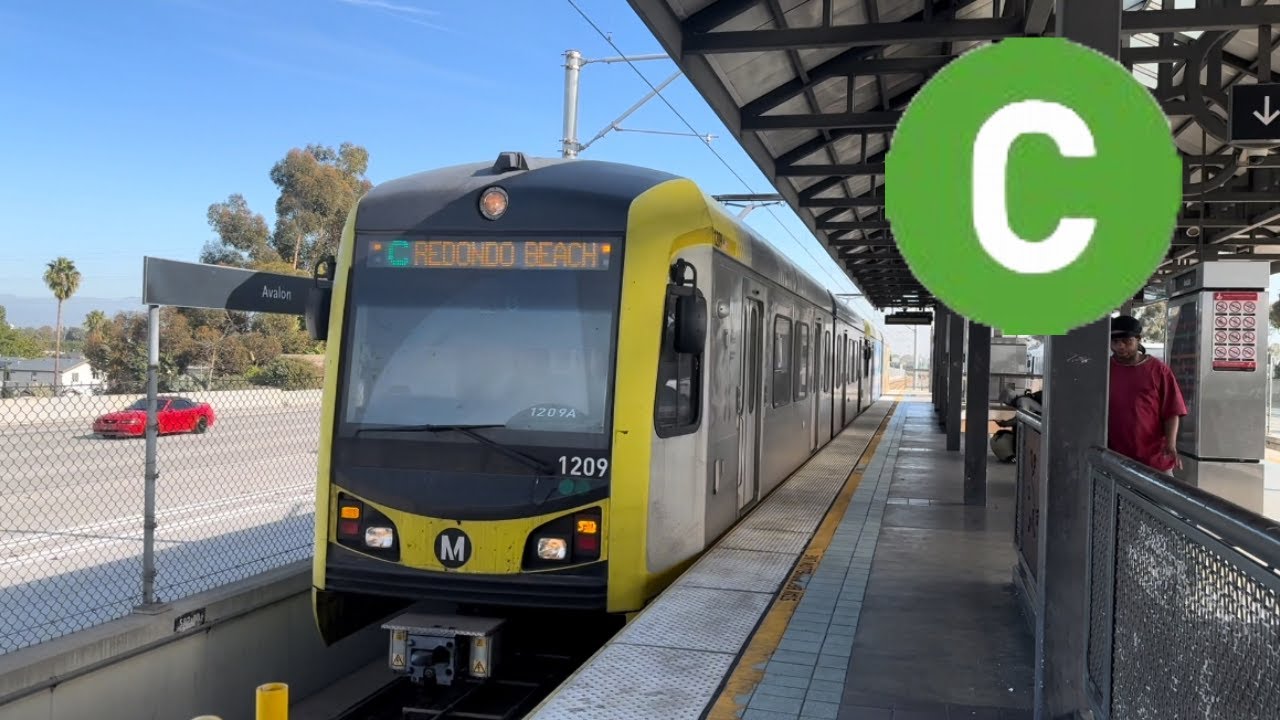 LA Metro C (Green) Line Trains at Avalon Station - YouTube