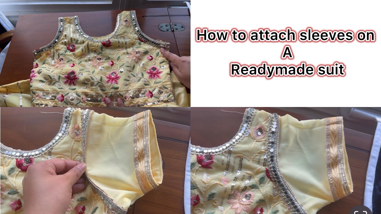 How to Attach sleeves on a Readymade Suit | READYMADE suit ki sleeves ...