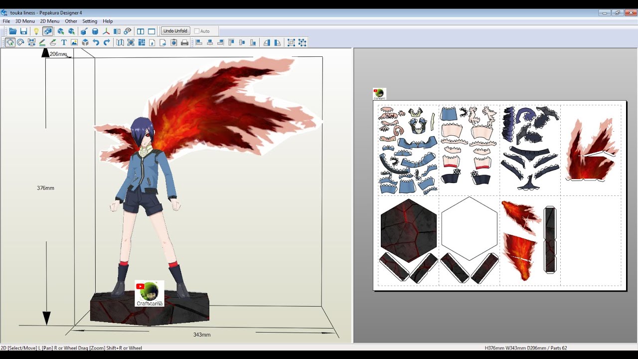 Papercraft Tokyo Ghoul - Touka Kirishima - YouTube