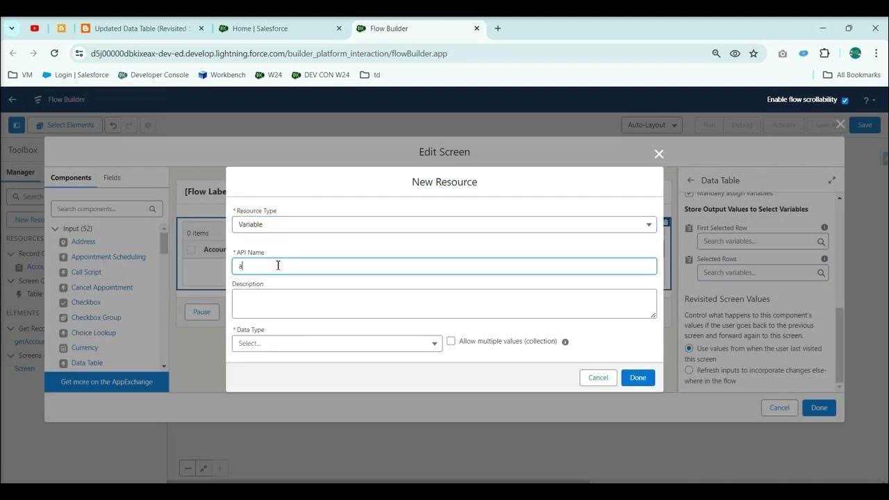 Data Table (Revisited Screen Values-Last Visited or Refresh when moving to next page) in Screen ...