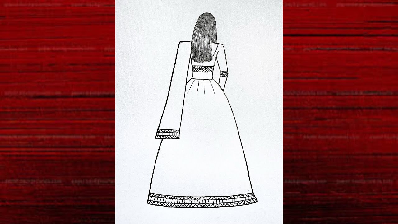 How to draw a traditional girl backside drawing easy / backside girl ...