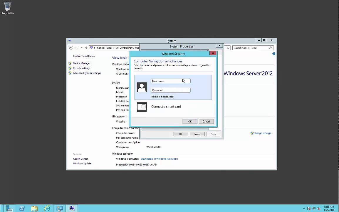 How to join a Windows 2012 R2 server to a domain - YouTube