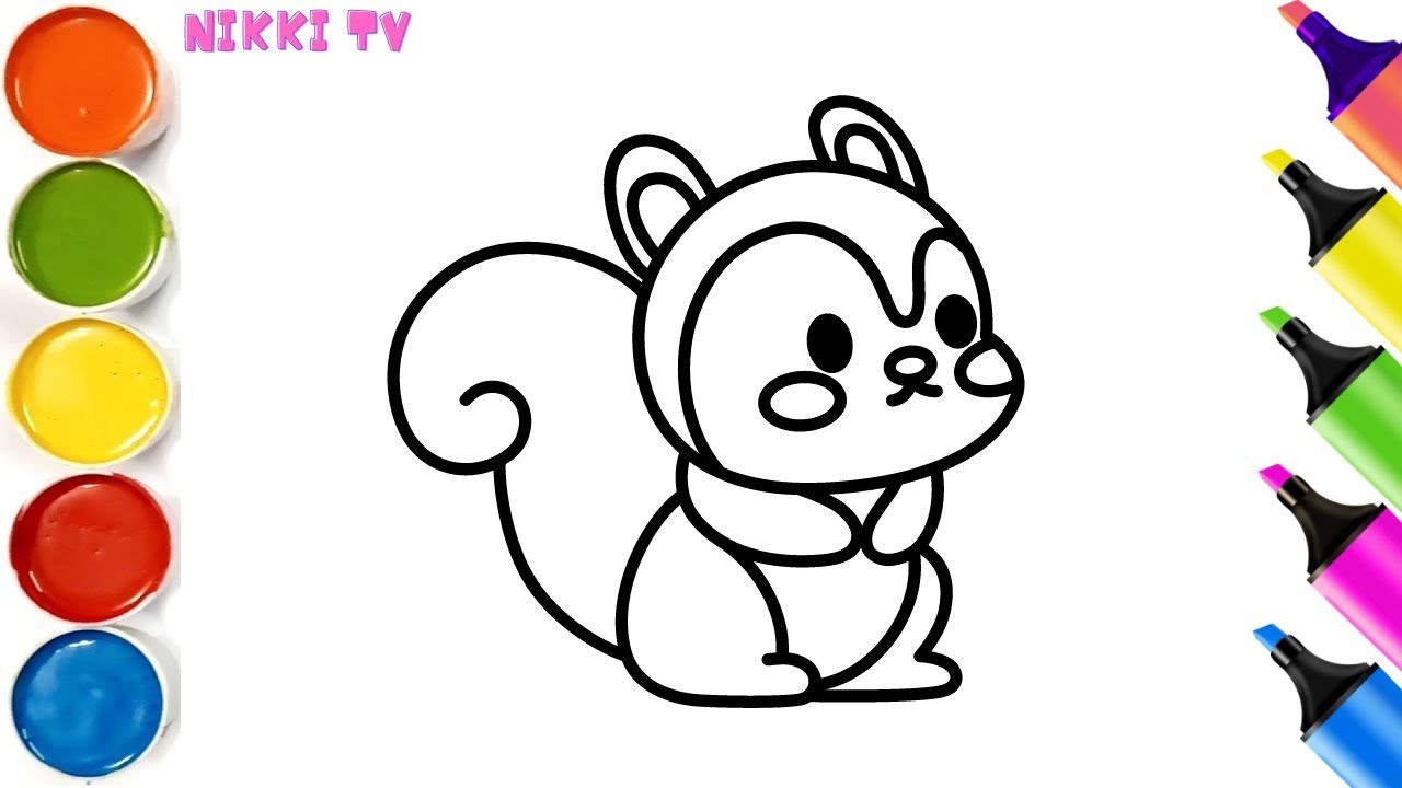 Colorful Squirrel Drawing for Children | How to Draw a Squirrel Drawing ...