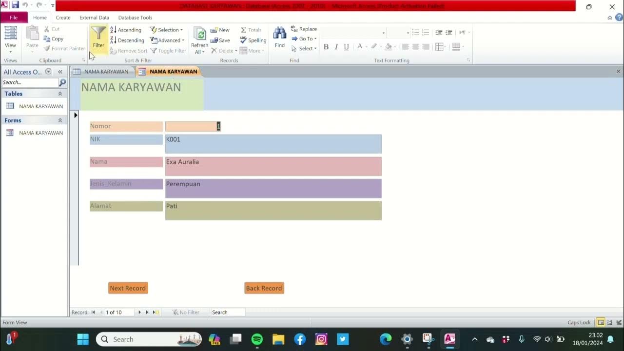 TUTORIAL MUDAH MEMBUAT DATABASE PADA MS. ACCESS : TABLE, FORM, QUERY - YouTube