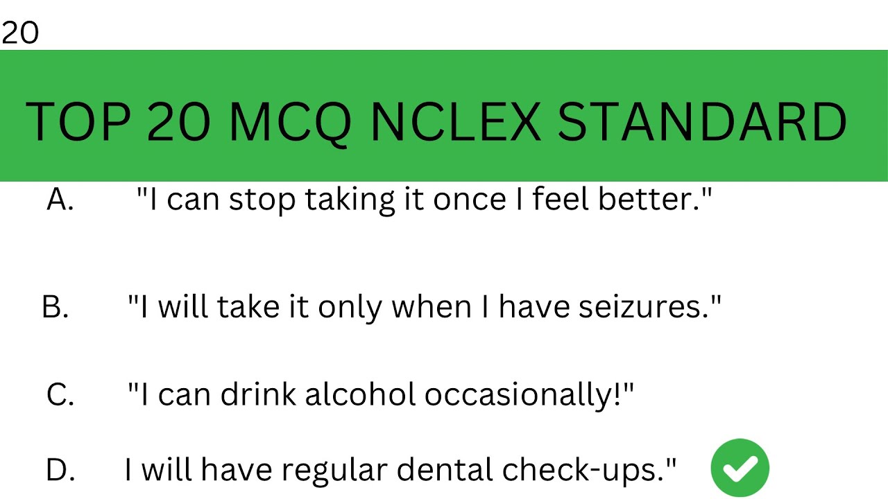 TOP 20 MCQ NCLEX STANDARD - YouTube