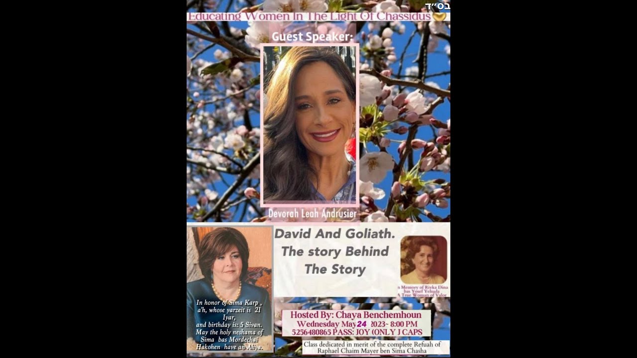 David & Goliath The Story Behind The StoryGuest Speaker: Devorah Leah ...