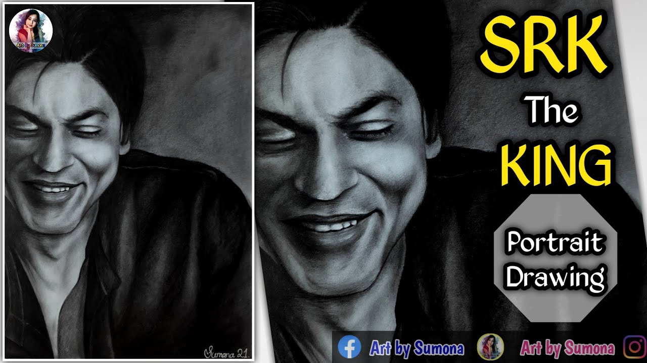 Shahrukh khan Portrait Drawing | How to draw SRK | Realistic Pencil ...