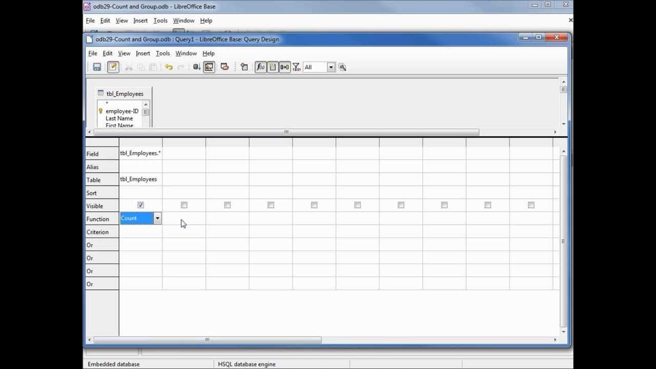 LibreOffice Base (29) Count and Group - YouTube