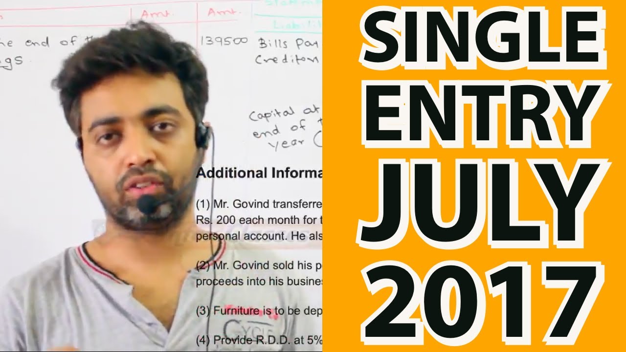 Single Entry July 2017 Board Question With Solution - YouTube