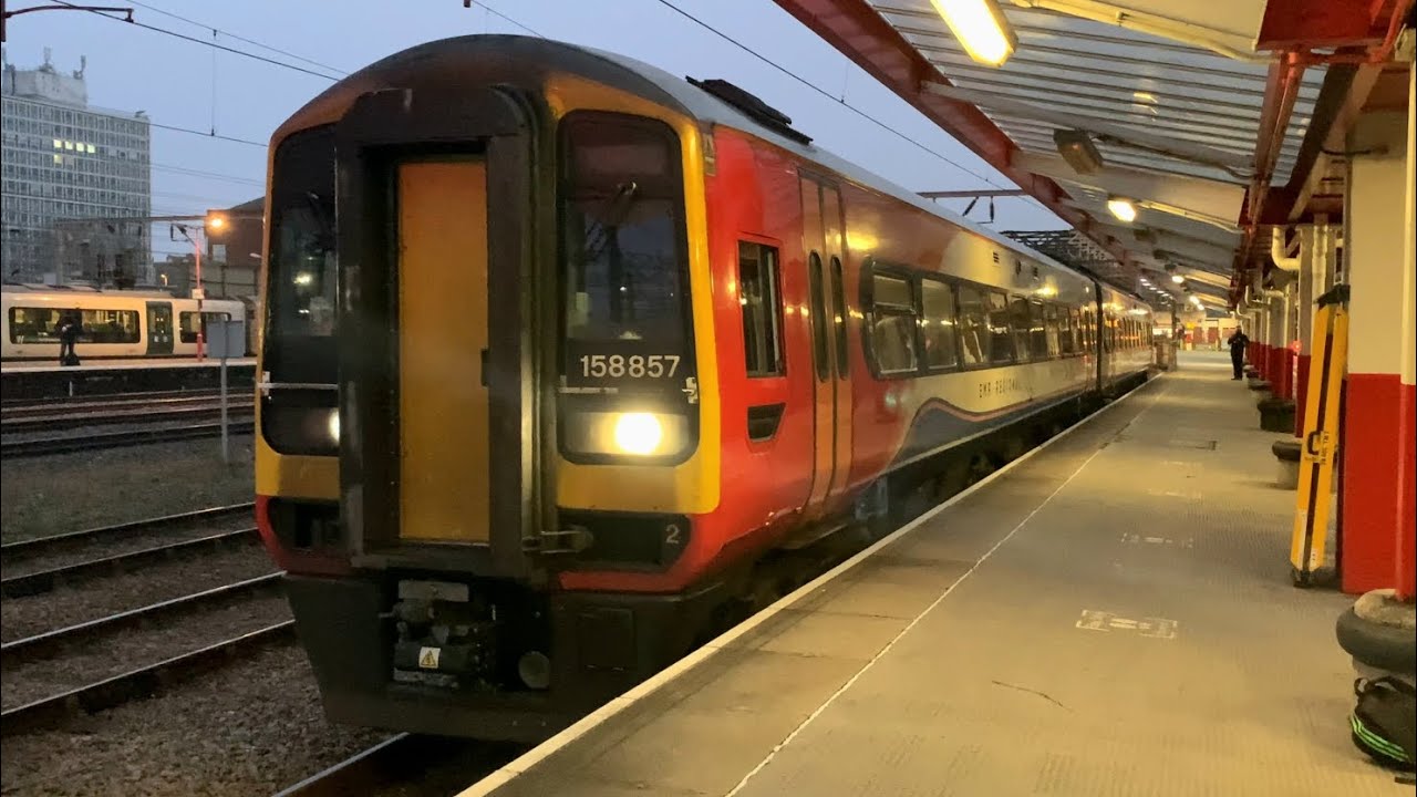 EMR Class 158 departing Crewe - YouTube
