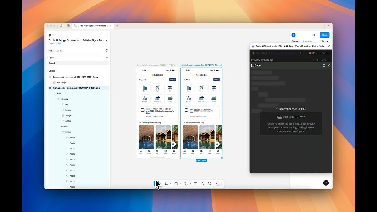 Figma to Code:convert Expedia into code for any platform such as frontend,mobile,Mac through ...