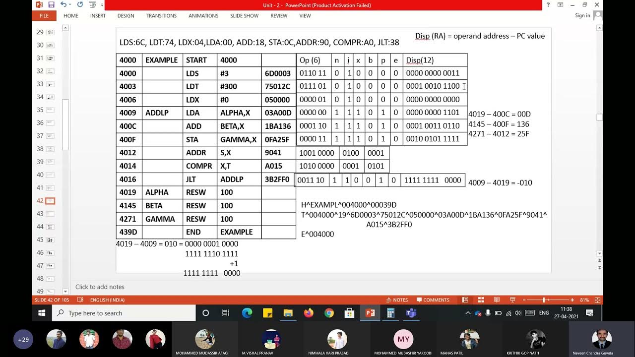 SIC XE Object Program Generation Example 4 - YouTube
