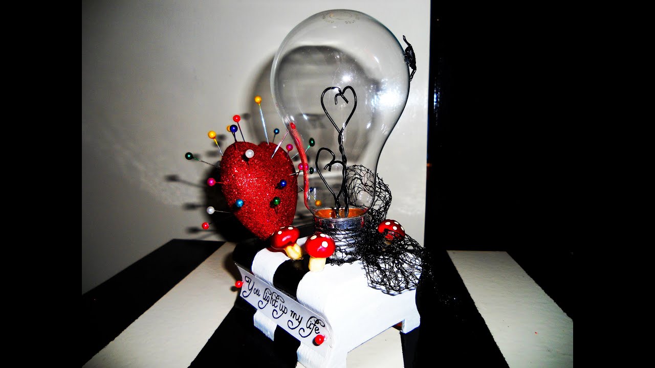 DIY Valentine's day gift (Tim Burton Inspired Bulb ) - YouTube