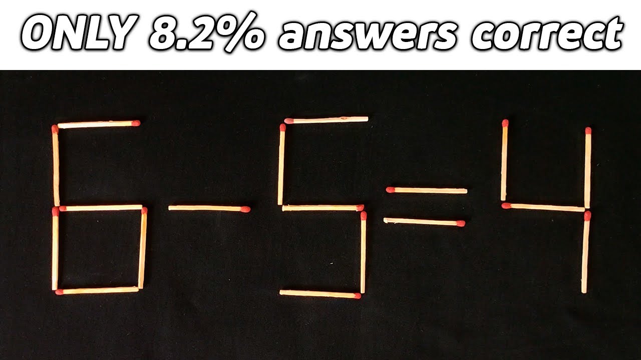 Move ONLY 1 Matchstick to Fix The Equation - YouTube