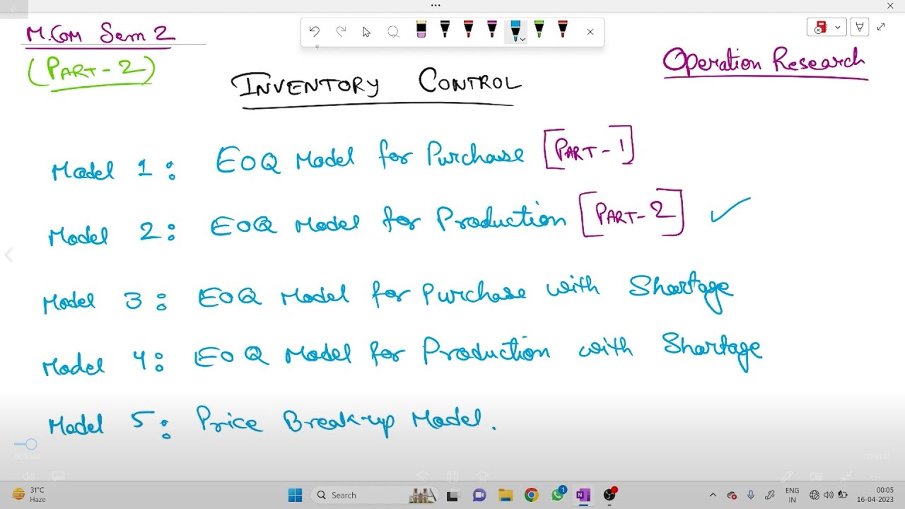 Inventory Control [Model-2] Operation Research (Part-2) M.Com Sem 2 ...