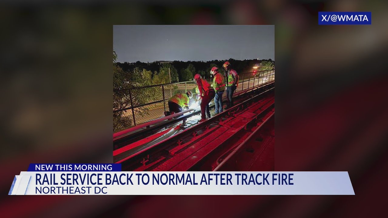 Metrorail service back to normal after track fire in DC - YouTube
