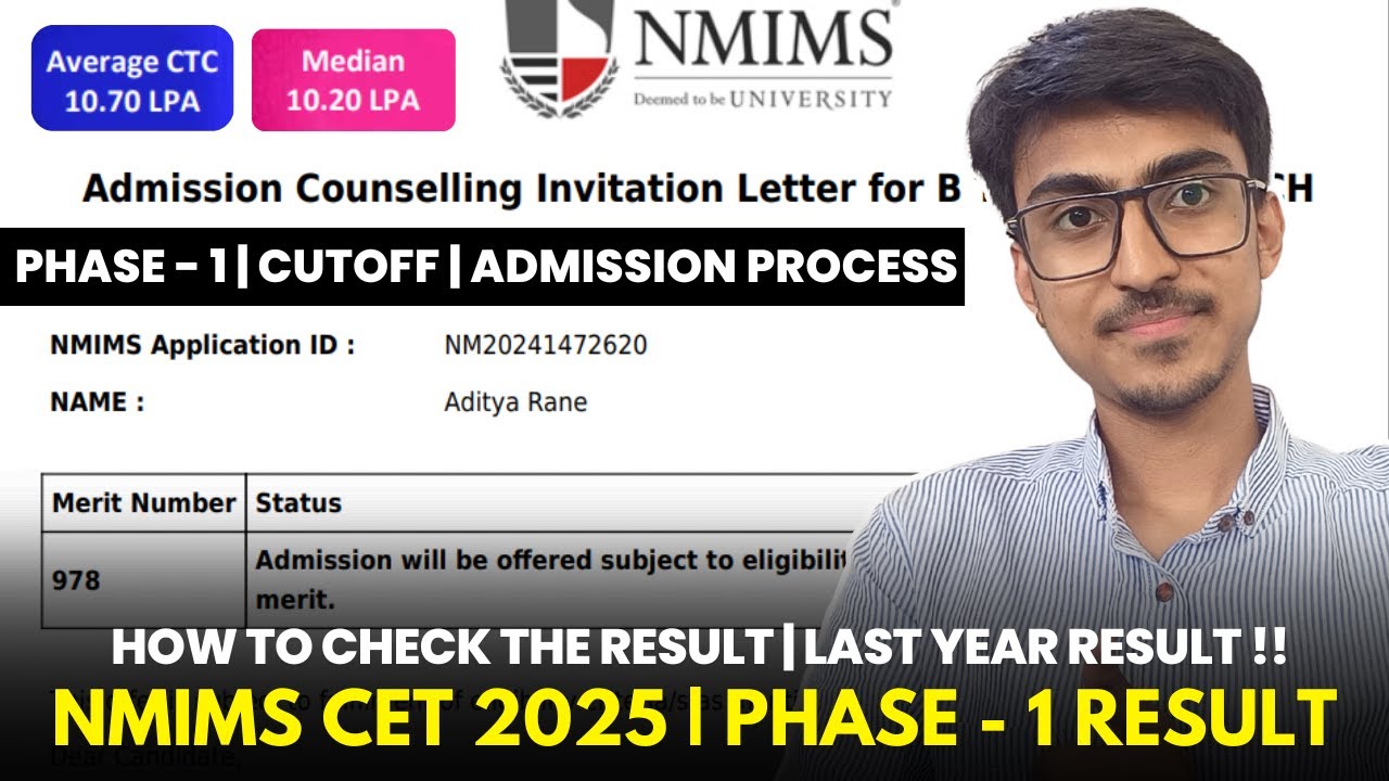 NMIMS CET 2025 | Phase - 1 Result | Phase 1 Cutoff | Admission Process ...