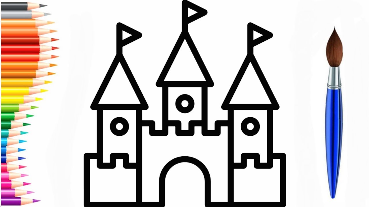 Castle Drawing || castle drawing easy || drawing castle step by step ...