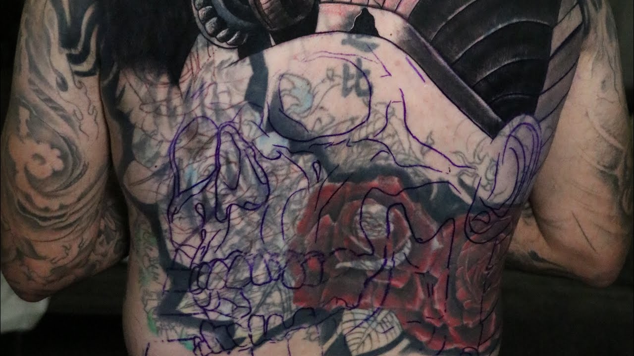 INSANE BACK TATTOO COVER UP - YouTube