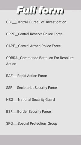 Full form #CID/CRPF/CBI/COBRA /capf - YouTube