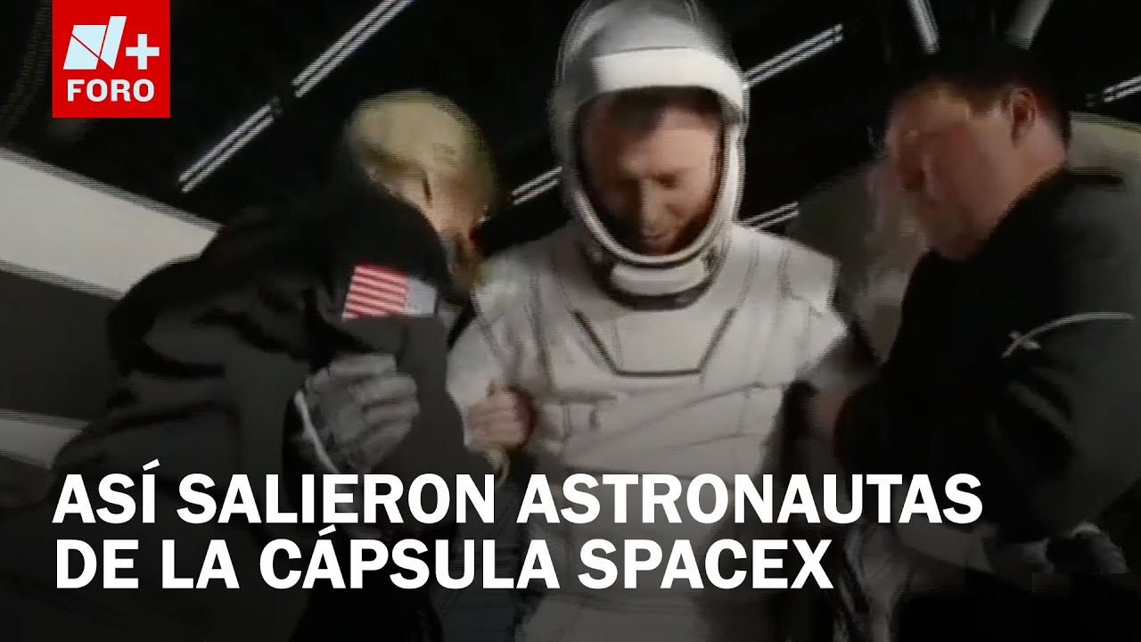 Momento exacto en que astronautas varados en EEI salen de cápsula espacial tras llegar a la ...