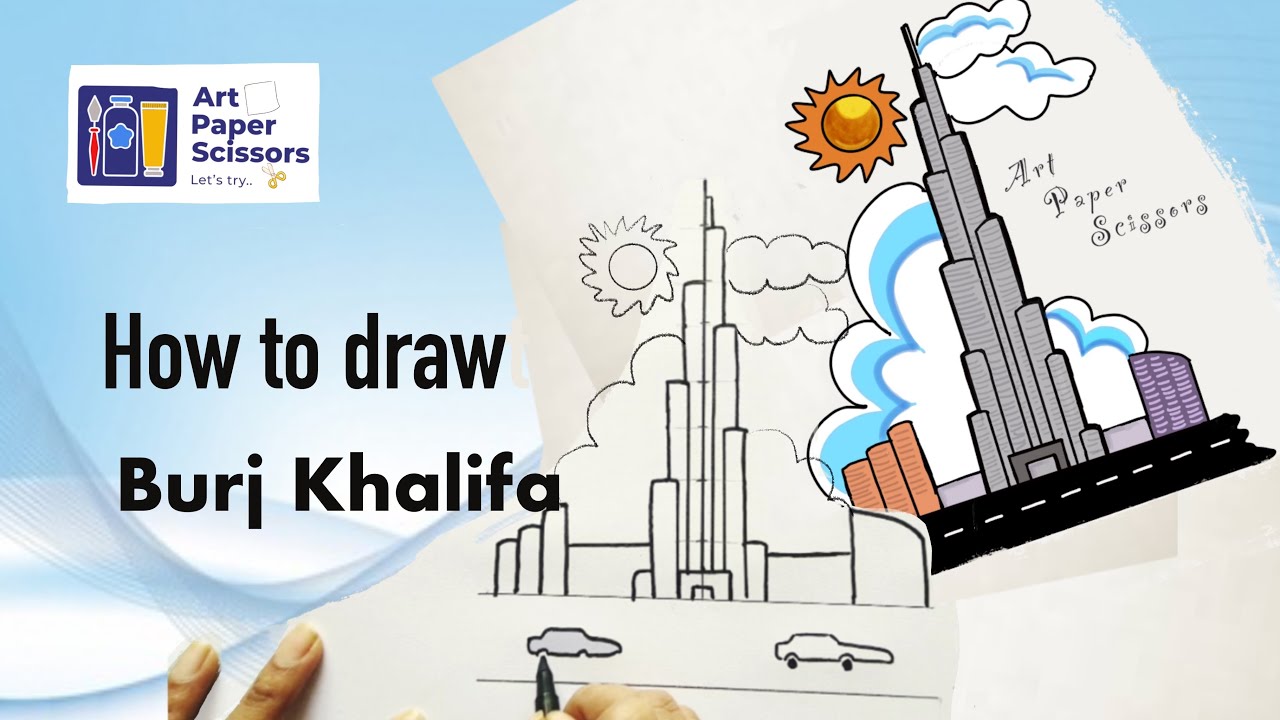How to draw a building | Burj Khalifa | Illustration - YouTube