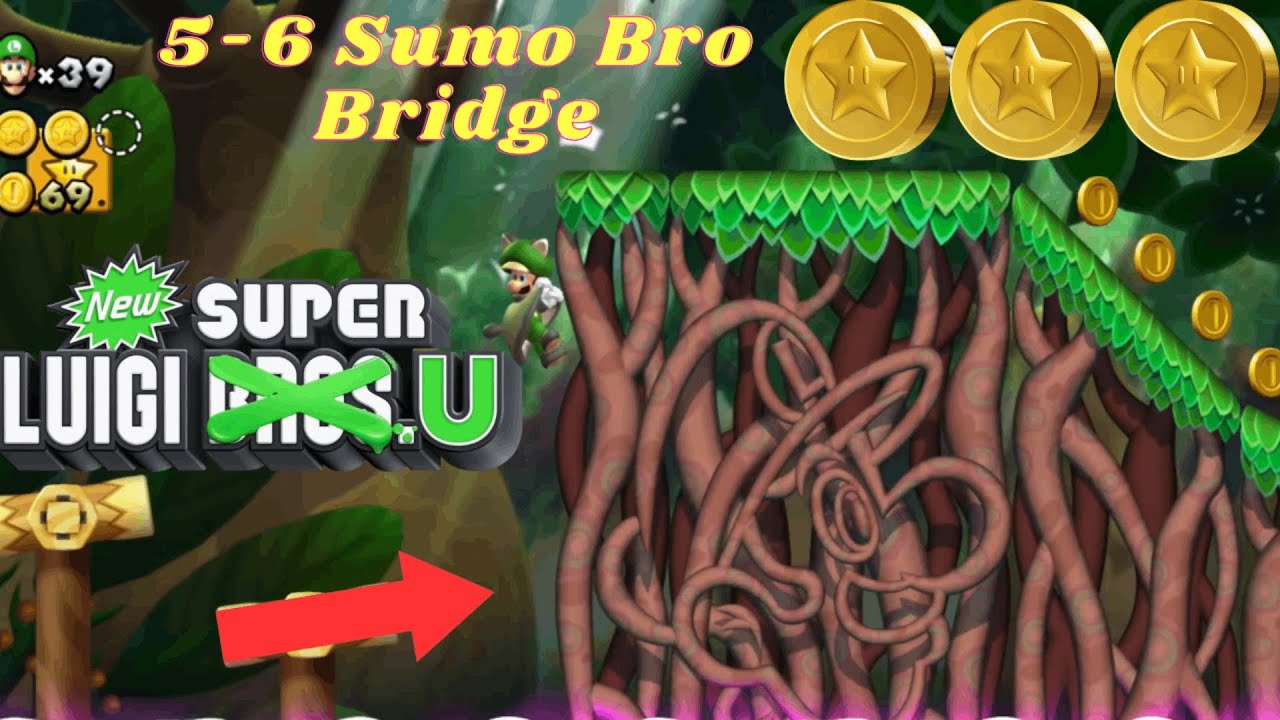 [New Super Luigi U Deluxe] 5-6 Sumo Bro Bridge All 3 Star Coins 100% ...