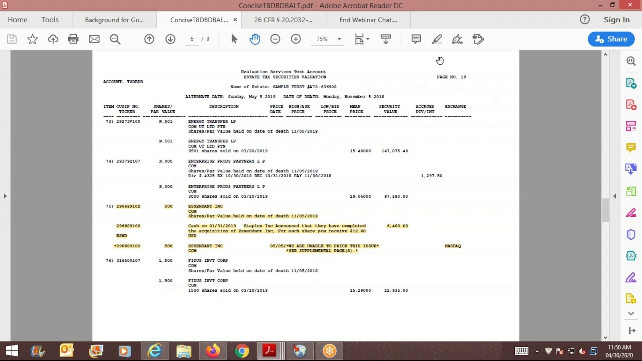 April 2020 Webinar - Alternate Date of Death Valuations - YouTube
