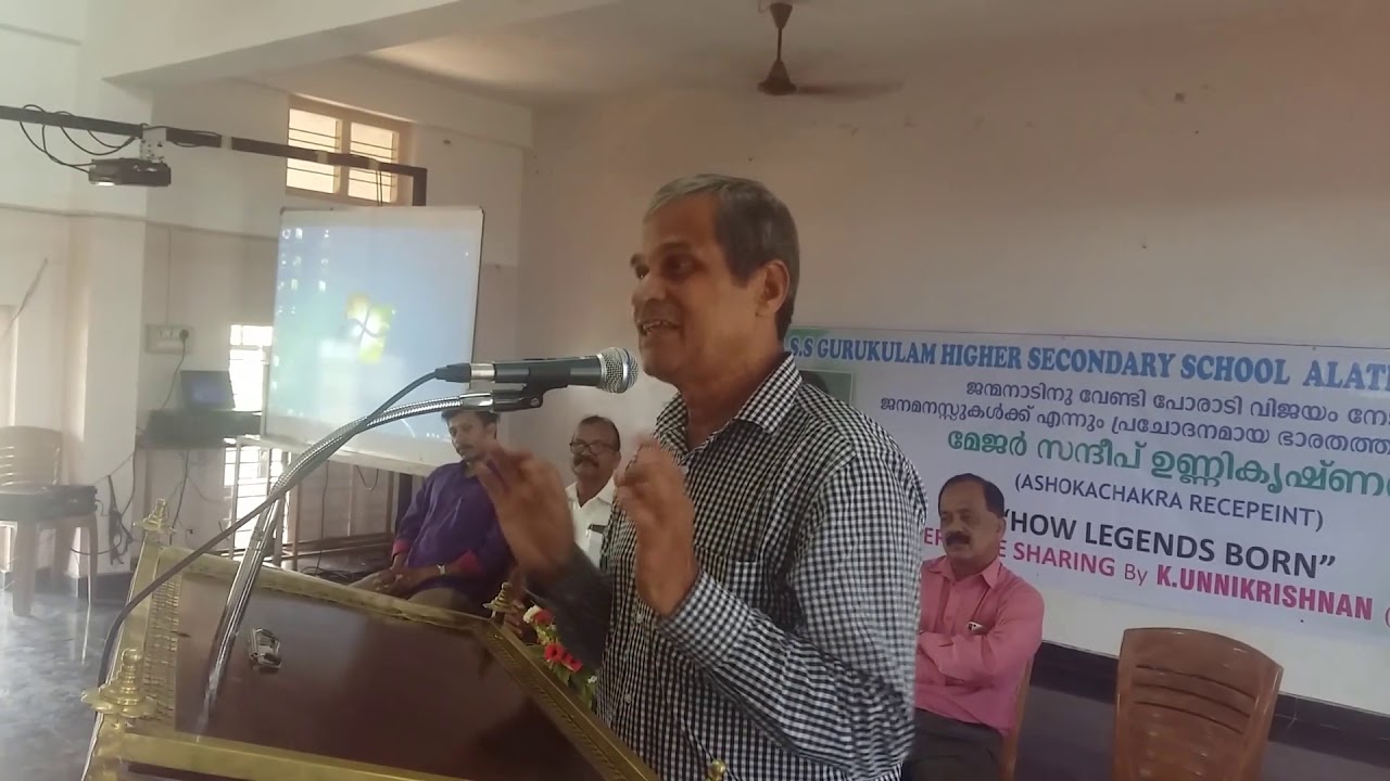 Major Sandeep Unnikrishnan Father @ BSS Gurukulam - YouTube