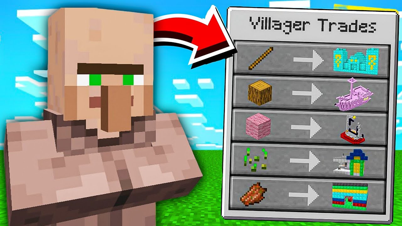 MINECRAFT,BUT VILLAGERS TRADE OP ITEMS - YouTube