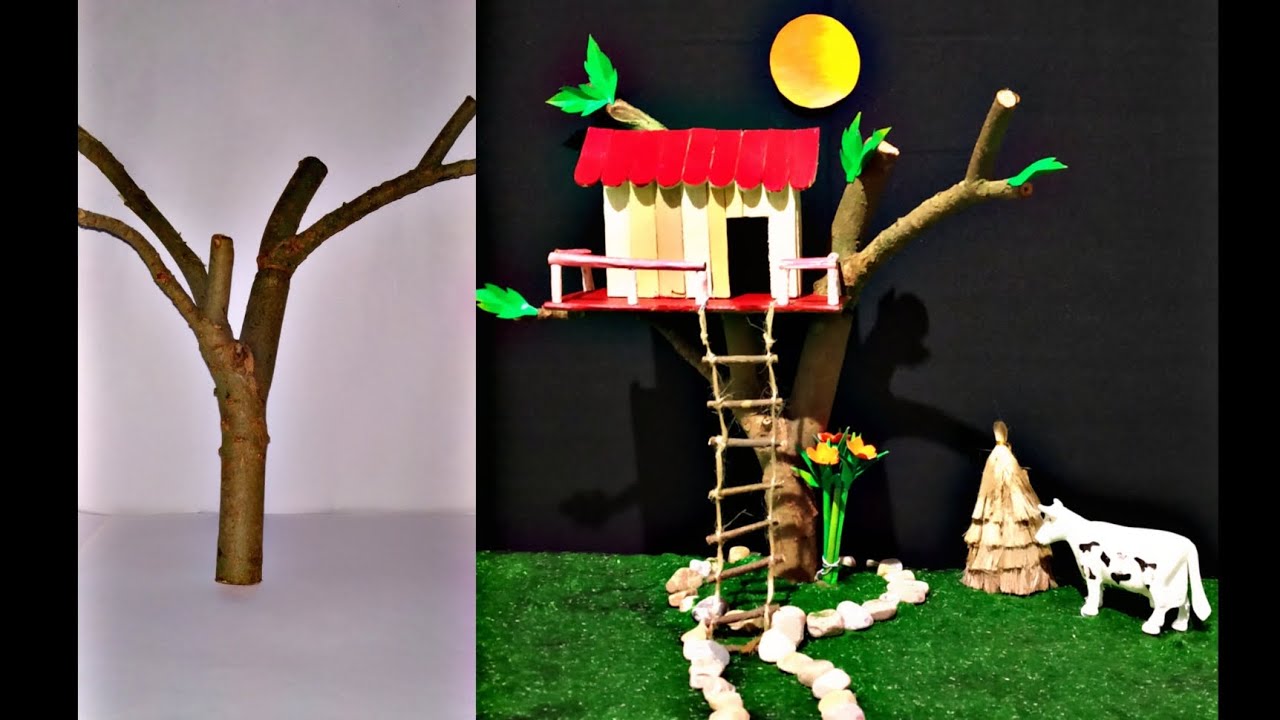 Tree House 🏡 || Cardboard Tree House || How To made a Tree House - YouTube