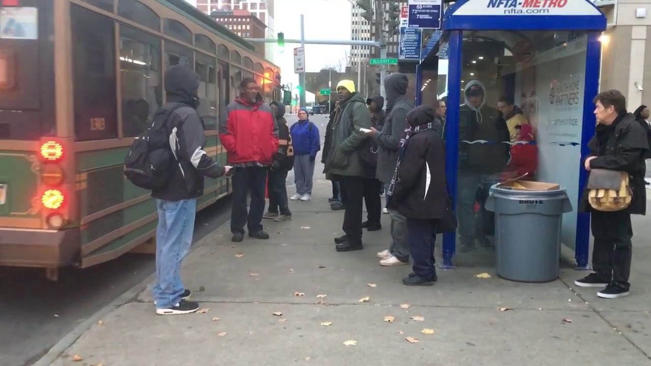Preaching at bus stop in Buffalo, NY when guy loses his mind - YouTube