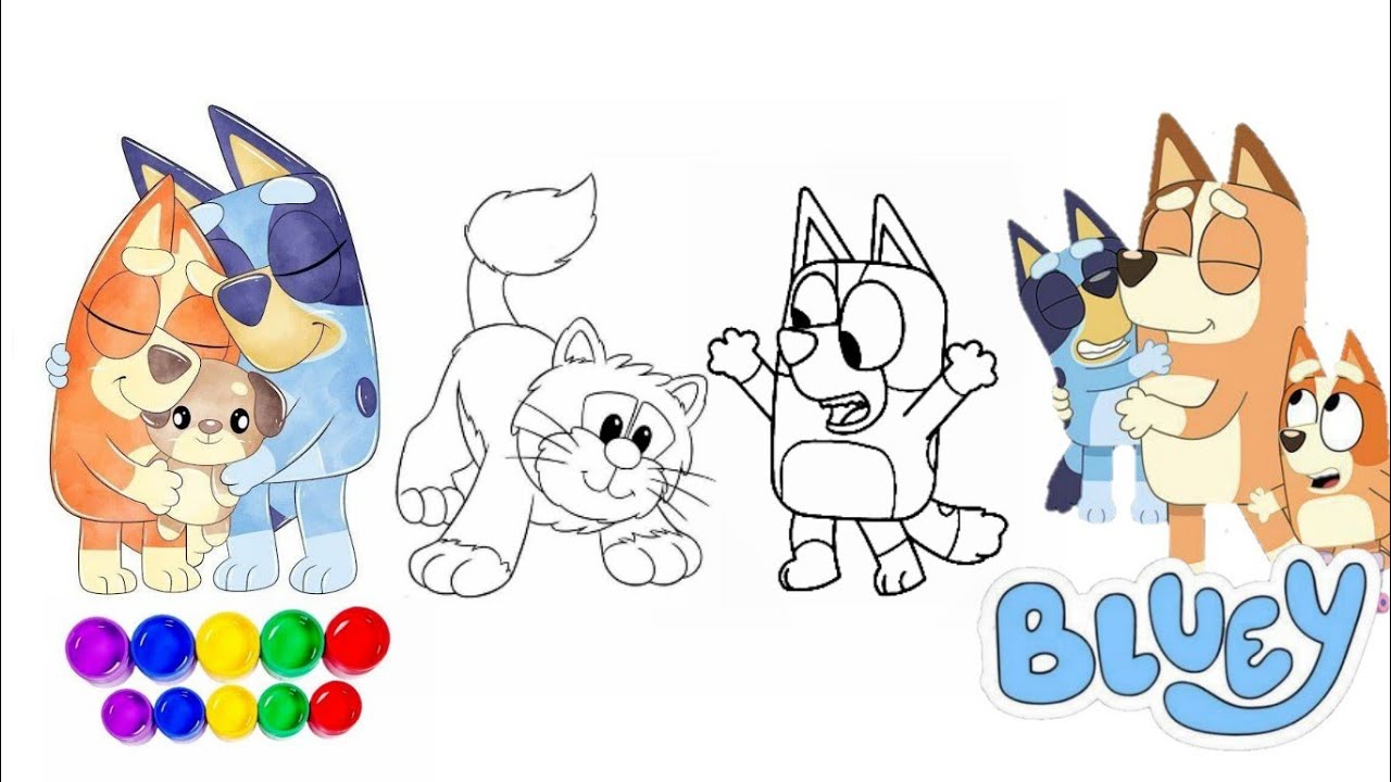 How to Draw Bluey | Bluey 💙 Full Body Step by Step | Easy Cartoon 🌈 ...