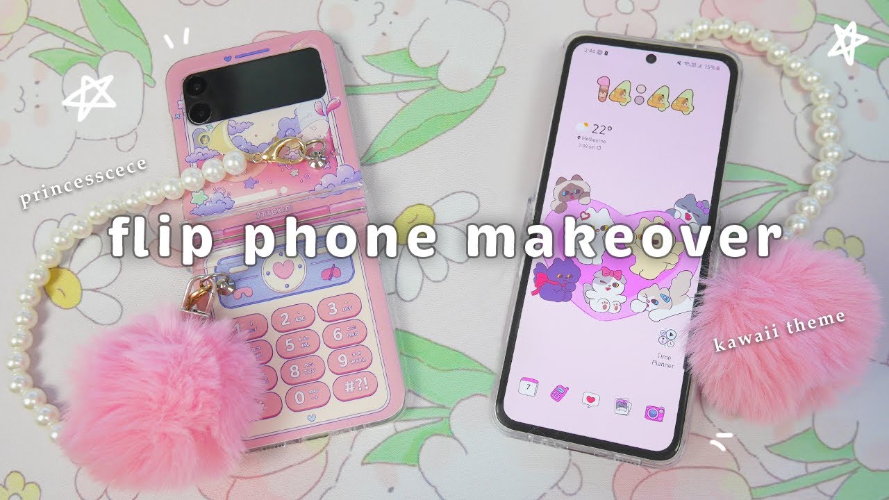 💟 KAWAII PHONE OVERHAUL | Aesthetic + cute theme | samsung z-flip 💟 ...