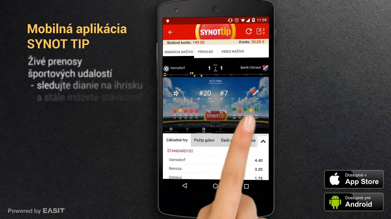 SYNOT TIP mobilná aplikácia - live stávky, športové prenosy, Match ...