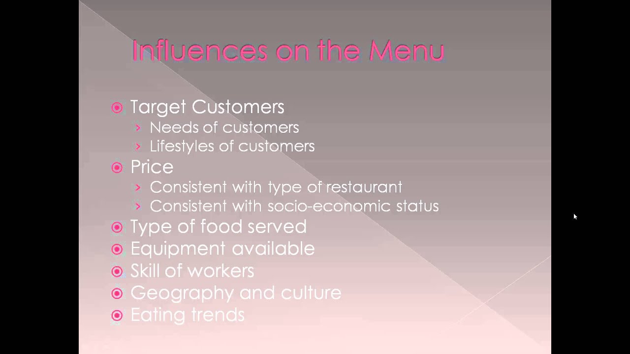 Influences on the Menu - YouTube