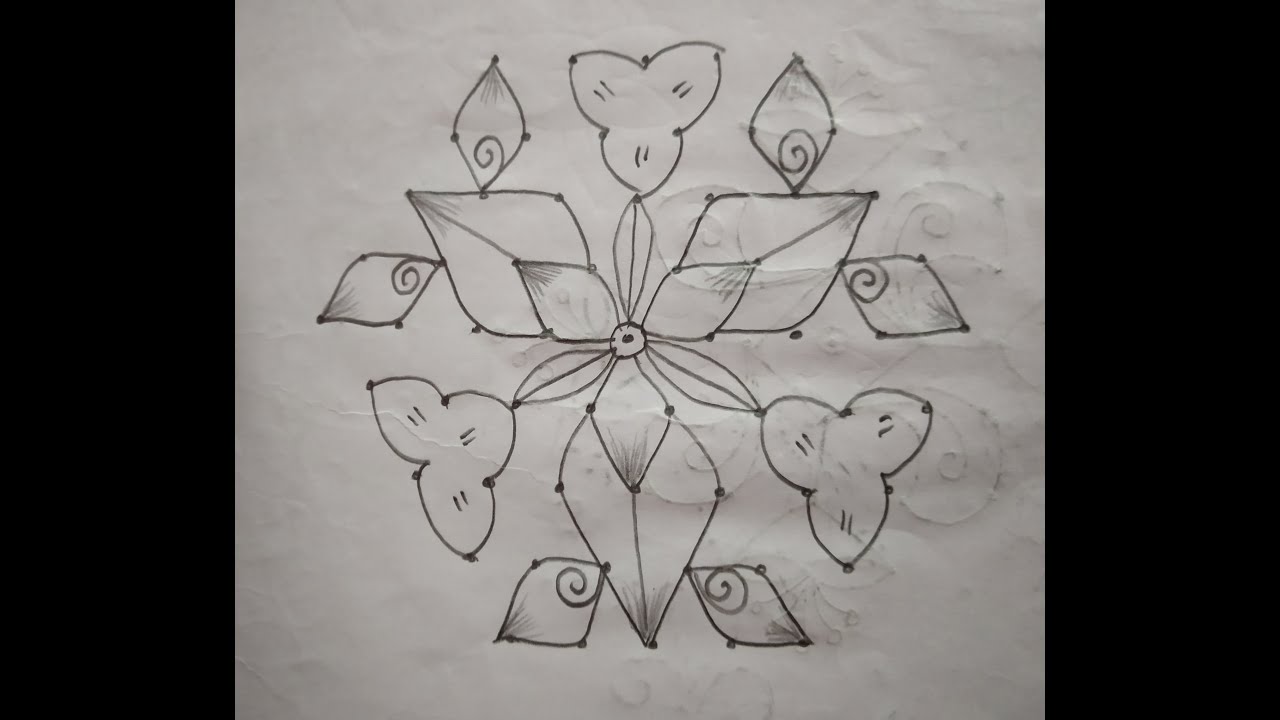 9*5 ஊடு புள்ளி கோலம் | 9*5 mid point rangoli | Daily rangoli design 2 ...