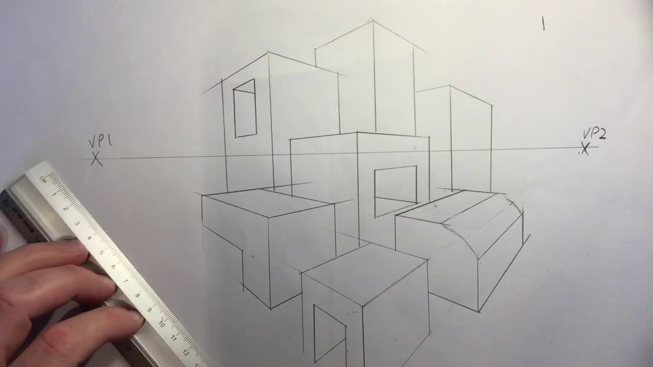 Two Point Perspective Cityscape Lesson - YouTube