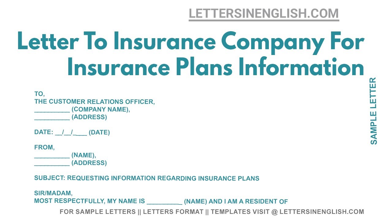 Letter To Insurance Company For Insurance Plans Information - Enquiry ...