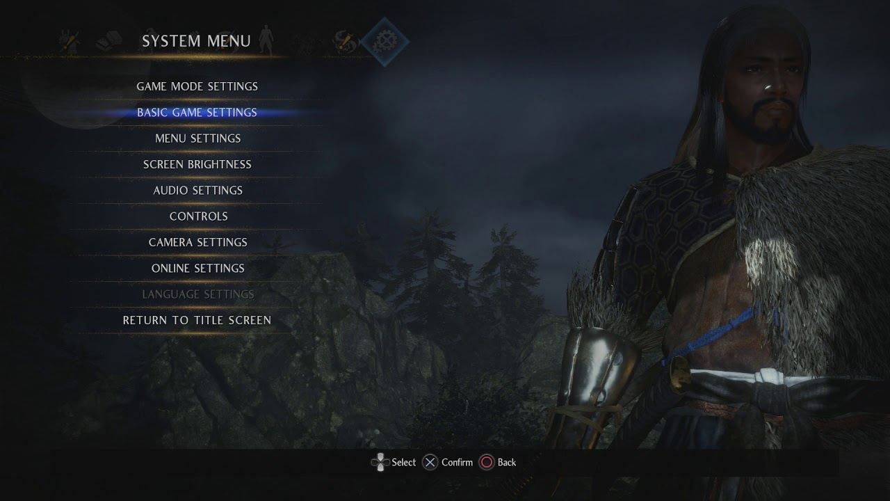 Nioh 2 - Default Basic Game Settings: Menu, Audio, Canera and Online ...