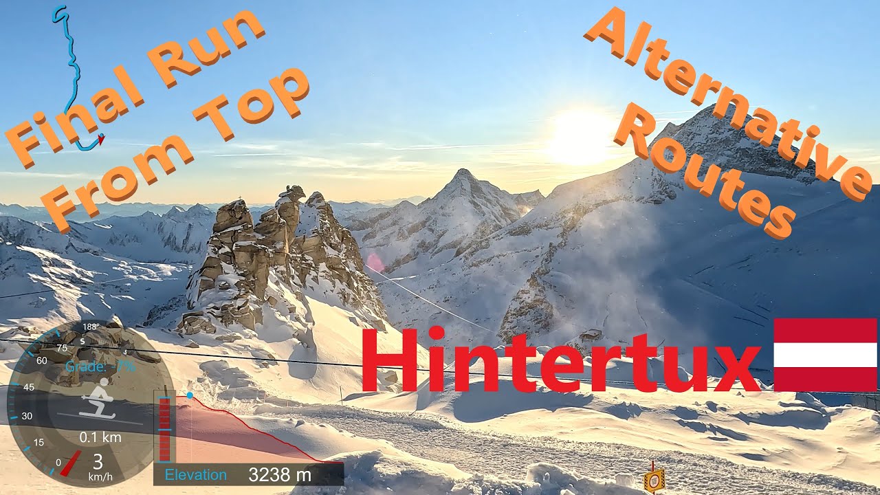 [4K] Skiing Hintertux Glacier, Final Run From Top Taking Alternative ...