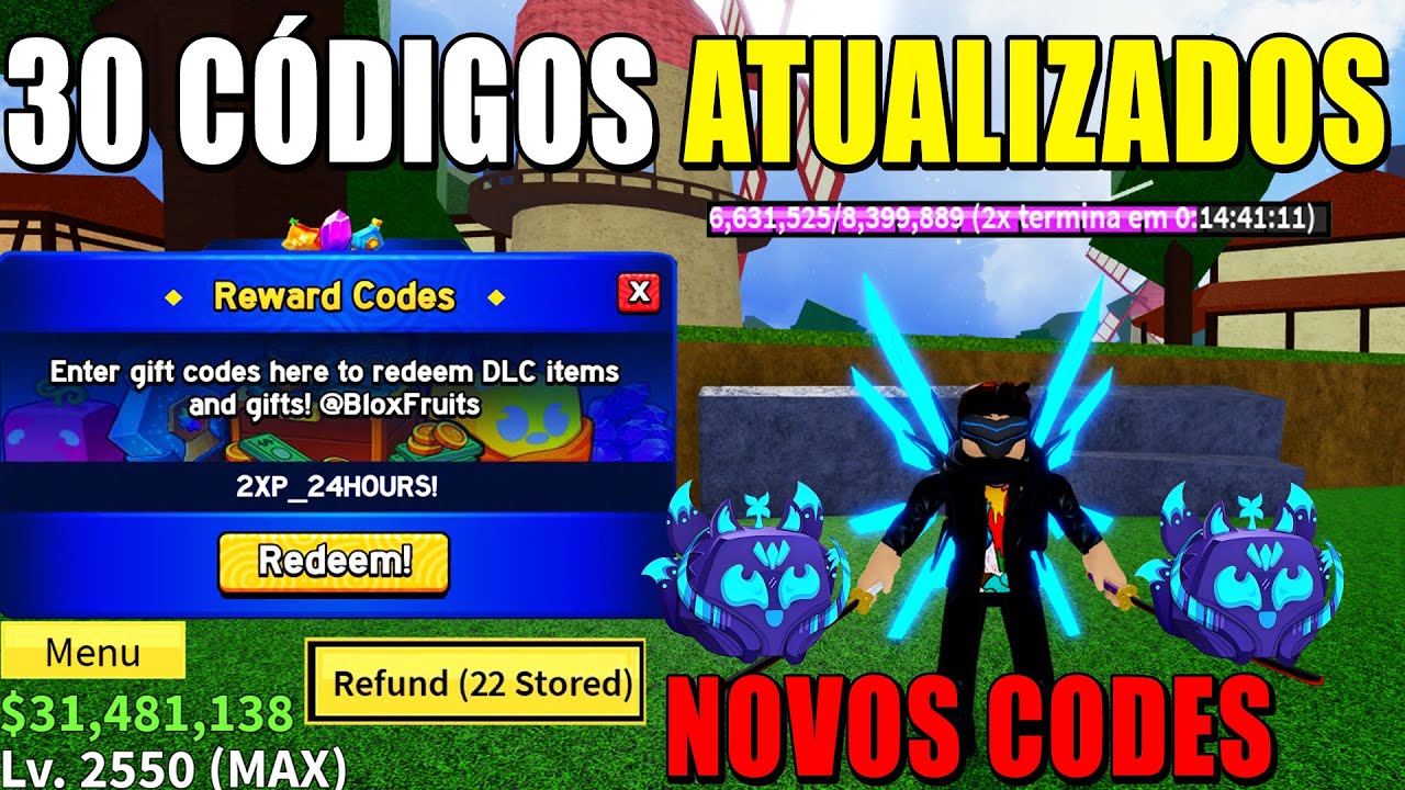 NOVOS CÓDIGOS + 30 CÓDIGOS DE 2X XP BELI E RESET NO BLOX FRUITS 2024 ...
