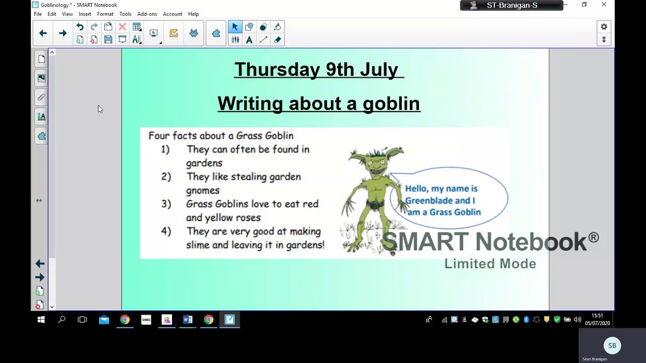 Thursday 9th July Writing about a Goblin - YouTube