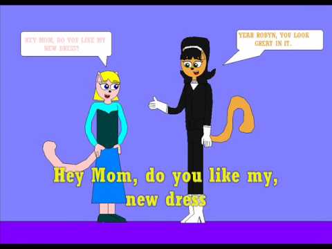 Robyn shows kitty her new dress - YouTube