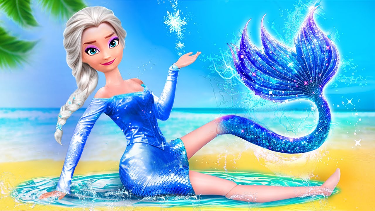 Frozen Elsa Menjadi Putri Duyung Kecil! 30 KREASI untuk Boneka - YouTube