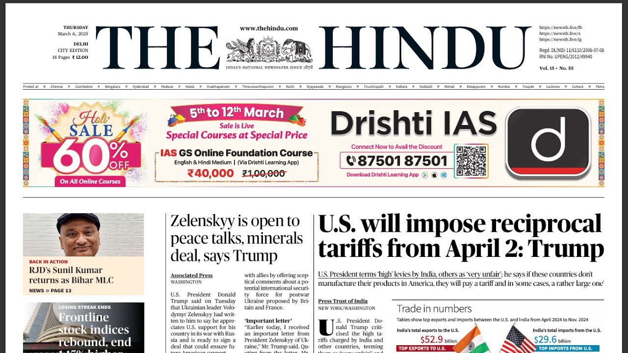 6 March 2025 | The Hindu Newspaper Analysis UPSC | The Hindu Today ...