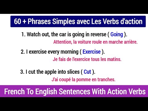 60 + Phrases Simples avec Les Verbs d'action | Action Verbs in French ...