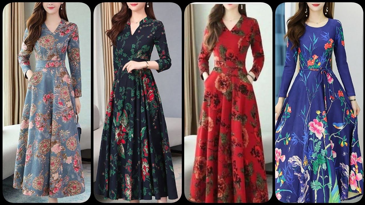Gorgeous And Fabulous Stylish Floral Print Chiffon Maxi Dress Design ...