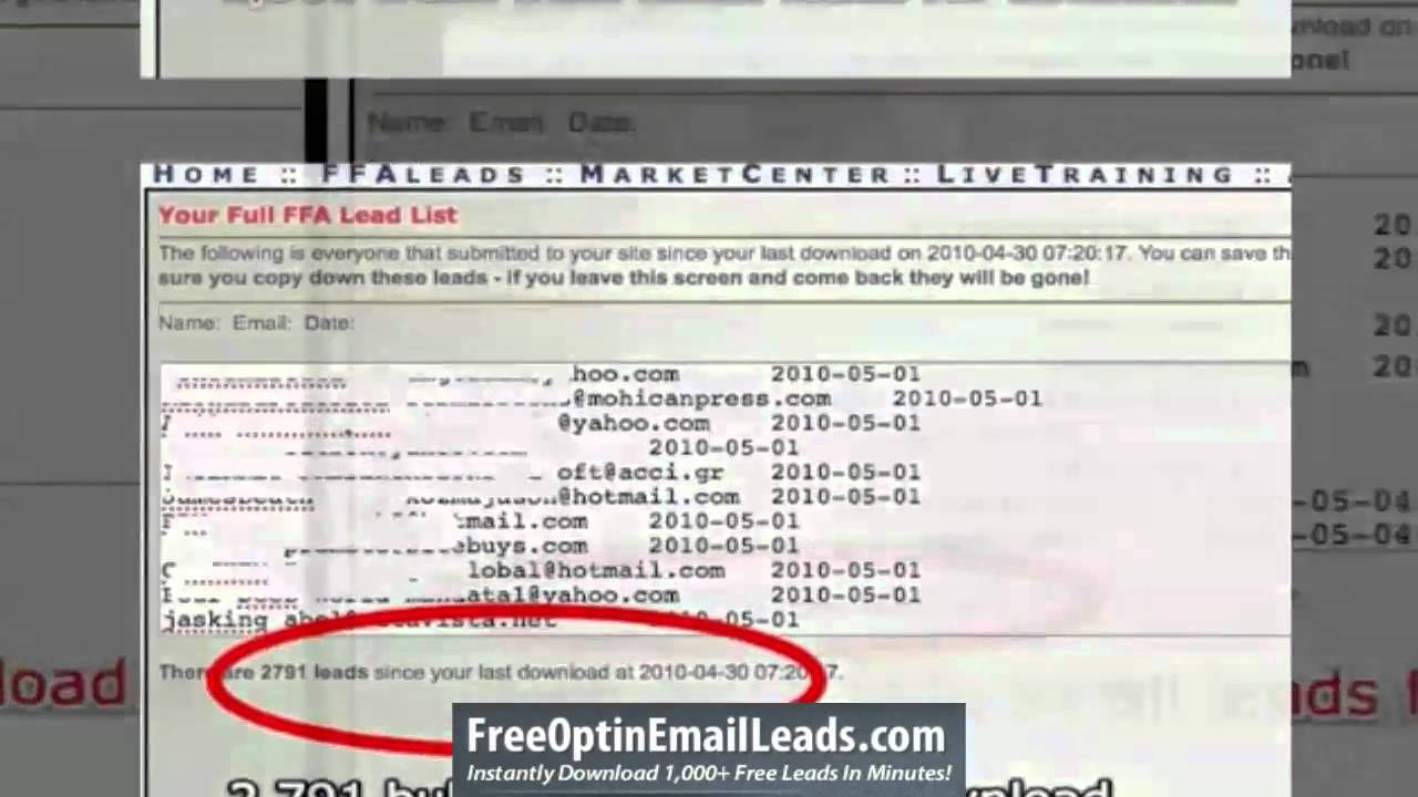 Free Email Leads List Instant Download - YouTube